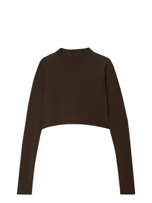 Alaïa Paneled Cropped Jersey Top - Brown