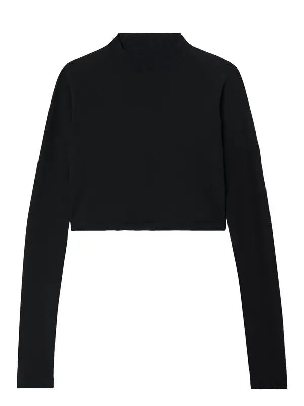 Alaïa Paneled Cropped Jersey Top - Black