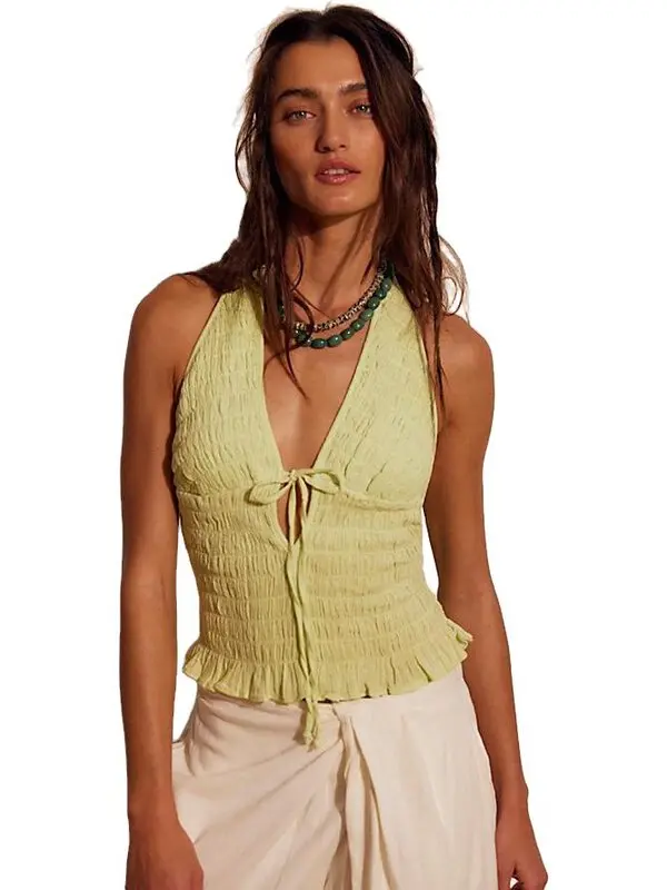Free People Khloe Smocked Halter Top - Lightning Bug