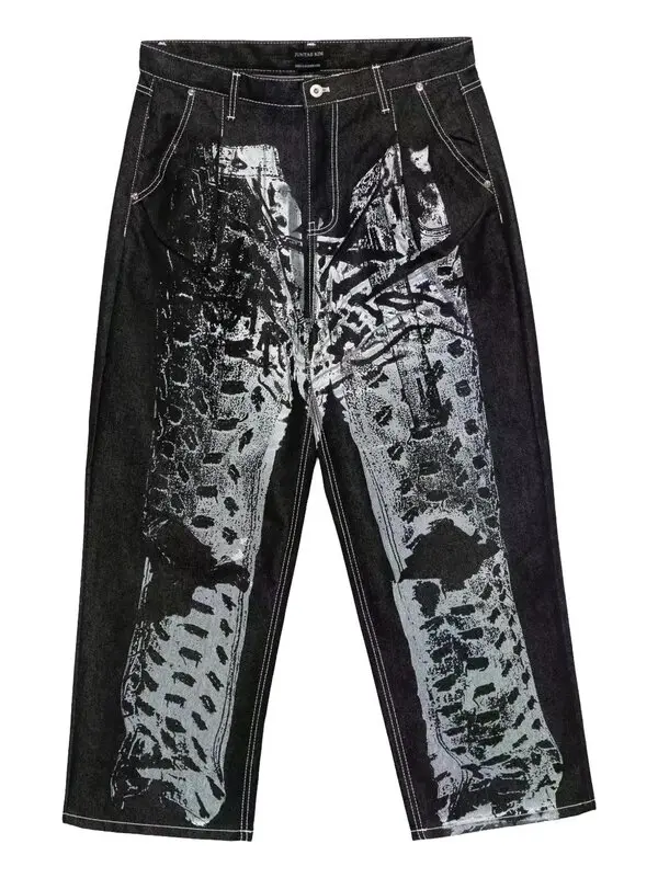JUNTAE KIM Printed Trompe L'oeil Jeans - Black