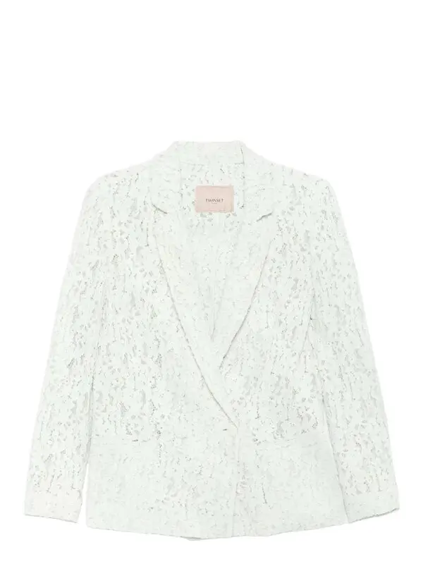 TWINSET Lace Double-breasted Blazer - Green