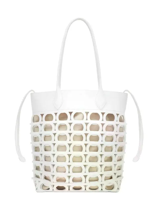 FERRAGAMO Small Gancini Tote Bag - White