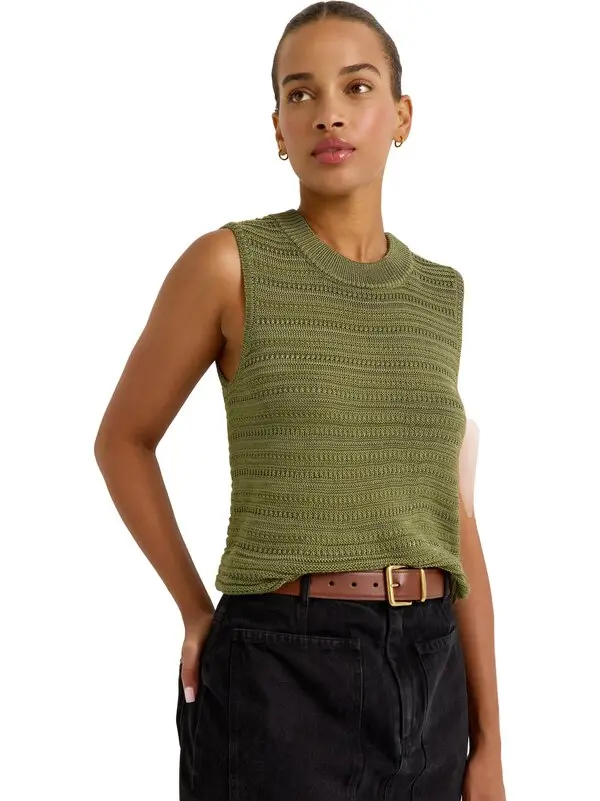 MARIE OLIVER Nev Knit Top - Pesto