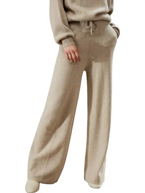 Lilysilk Fluid Cashmere Sweatpants - Beige