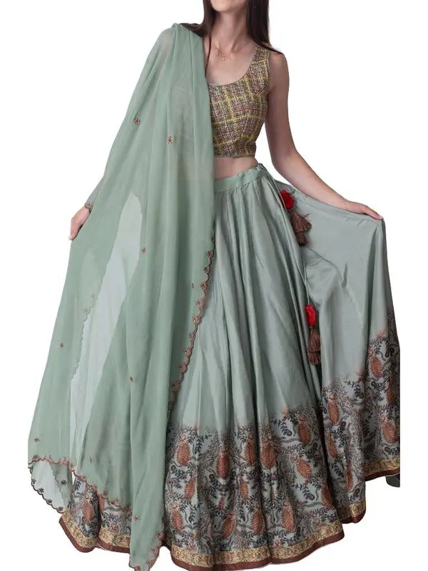 RAAS Ramone Full Flare Lehenga Choli Set - Pistachio Green