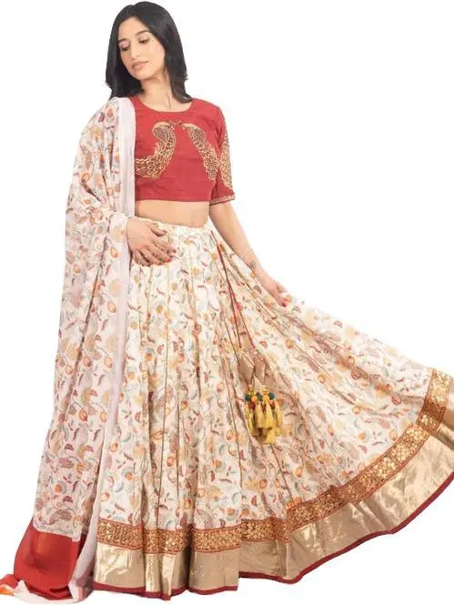RAAS Milani Kalamkari Print Lehenga Choli Set - Off-white Multi