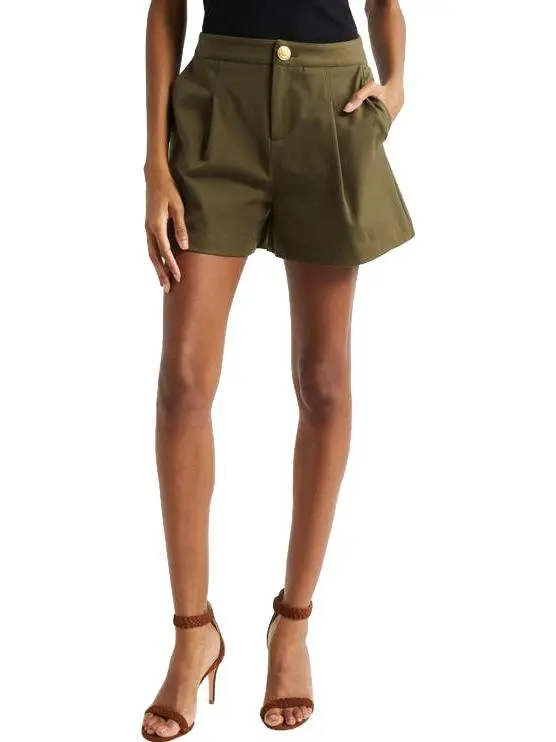 L'Agence Saige Pleated Safari Shorts - Ivy Green