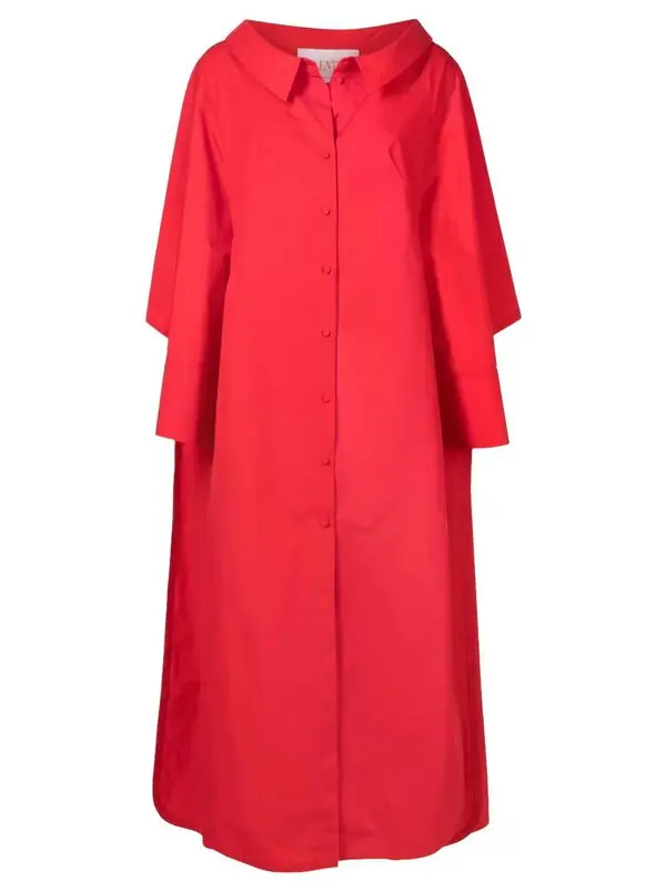 Valentino Garavani Cape-detail Cotton Maxi Dress - Red