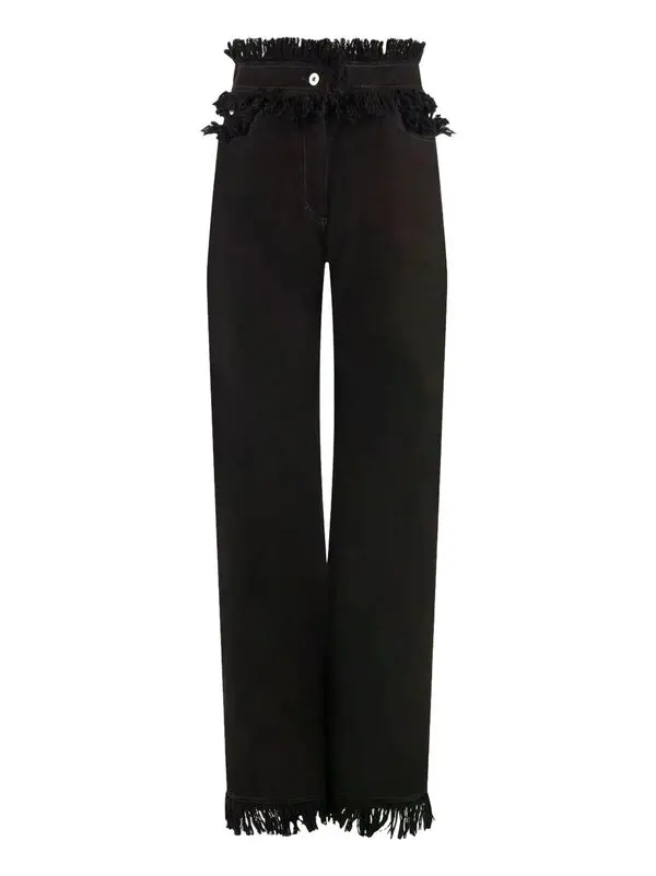 FERRAGAMO Fringed Straight-leg Jeans - Black