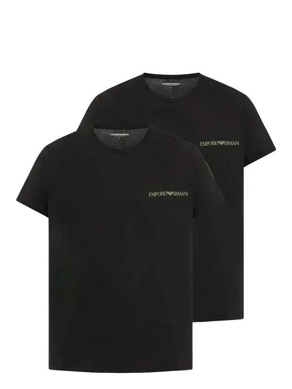 Emporio Armani Logo-embroidered T-shirts - Black