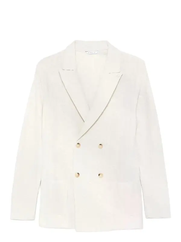MANUEL RITZ Textured Double-breasted Blazer - White