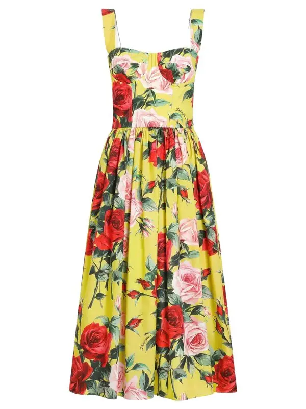 Dolce & Gabbana Floral-print Midi Dress - Yellow