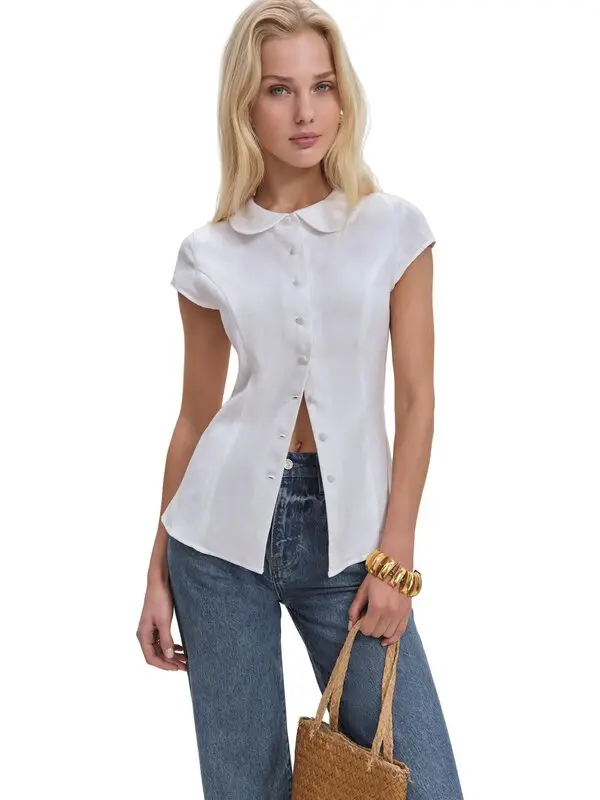 REFORMATION Molly Linen Shirt - Ivory
