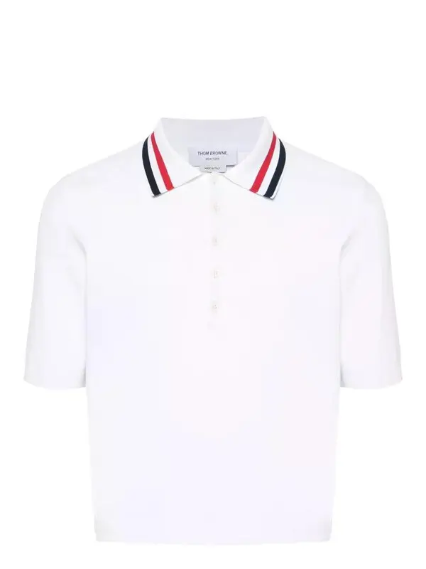 Thom Browne Rwb-stripe Polo Shirt - White
