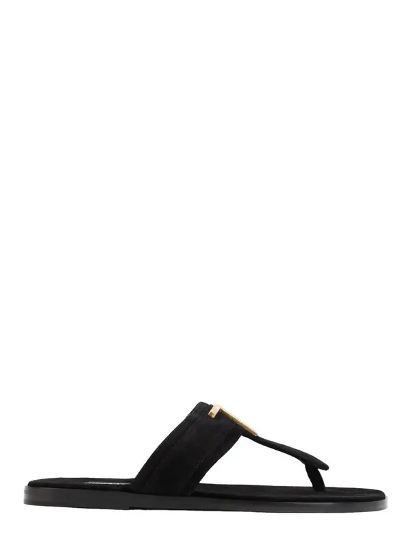 TOM FORD Leather Slides - Black