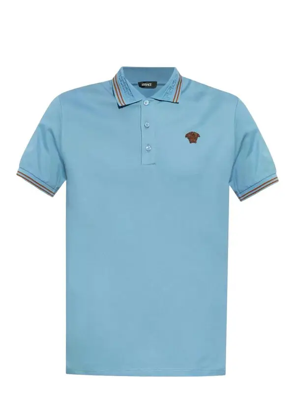 Versace Medusa-embroidered Polo Shirt - Blue