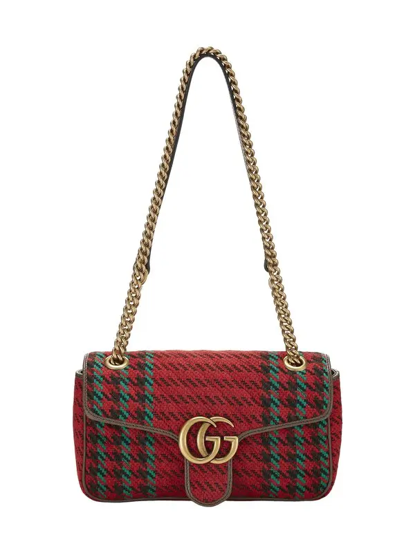 Gucci Houndstooth Wool Marmont Shoulder Bag - Multi