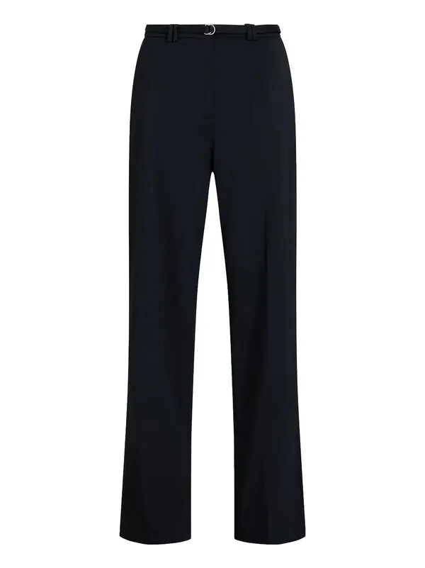 Another Tomorrow Belted Wide-leg Crepe Pants - Black