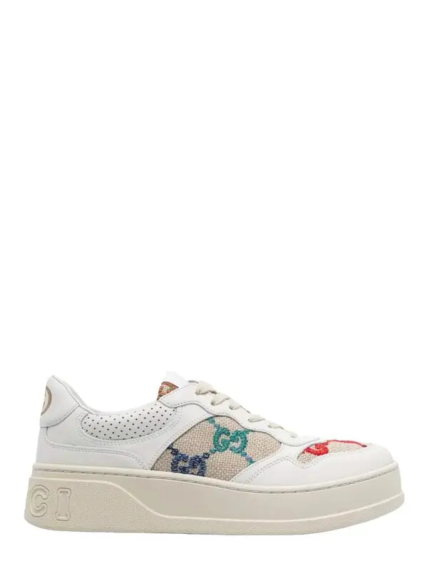 Gucci Gg Embroidered Sneakers - White