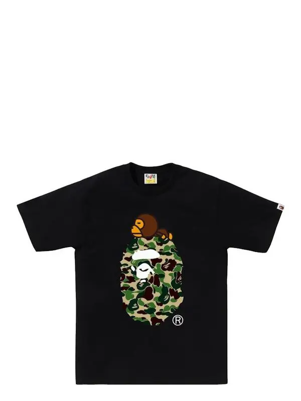 A BATHING APE Abc Camo Milo On Big Ape Tee Shirt - Black/green