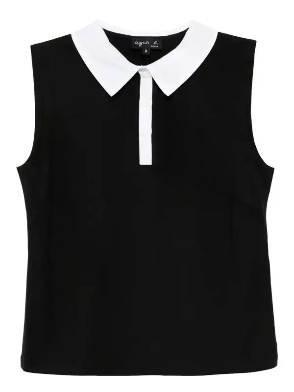 AGNÈS B. Sleeveless Polo Top - Black
