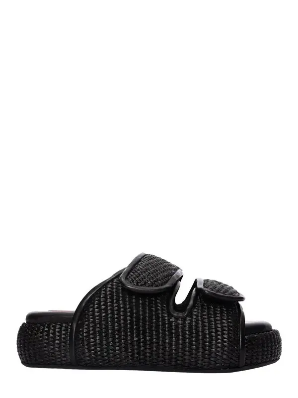 SIMONMILLER Raffia Croc Slides - Black