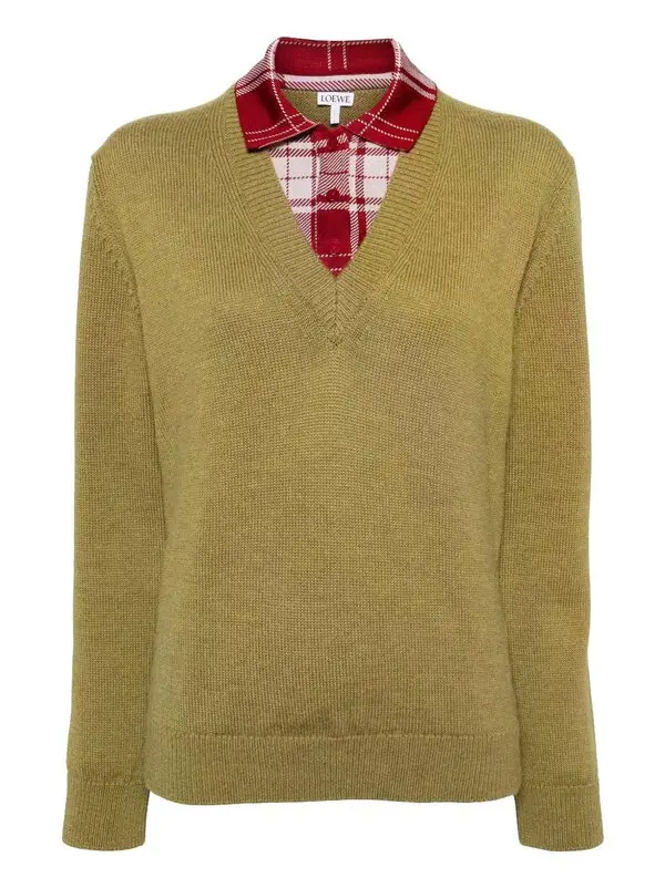 Loewe Layered Knitted Jumper - Green