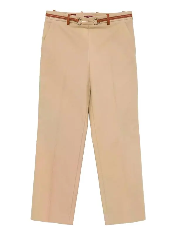 Gucci Horsebit-detail Cotton Trousers - Neutrals