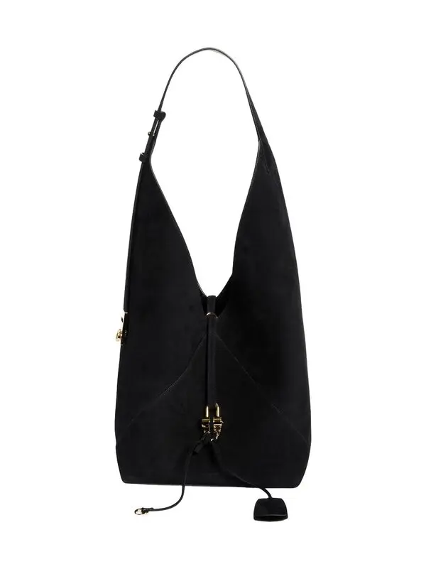 FERRAGAMO Origami Suede Hobo Bag - Nero