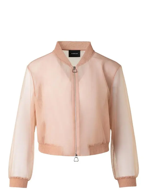 Akris Taide Techno Stretch Tulle Bomber Jacket - Seashell