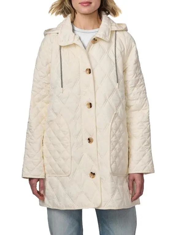 Bernardo Diamond Quilted Hooded Liner Jacket - Fresh Cream