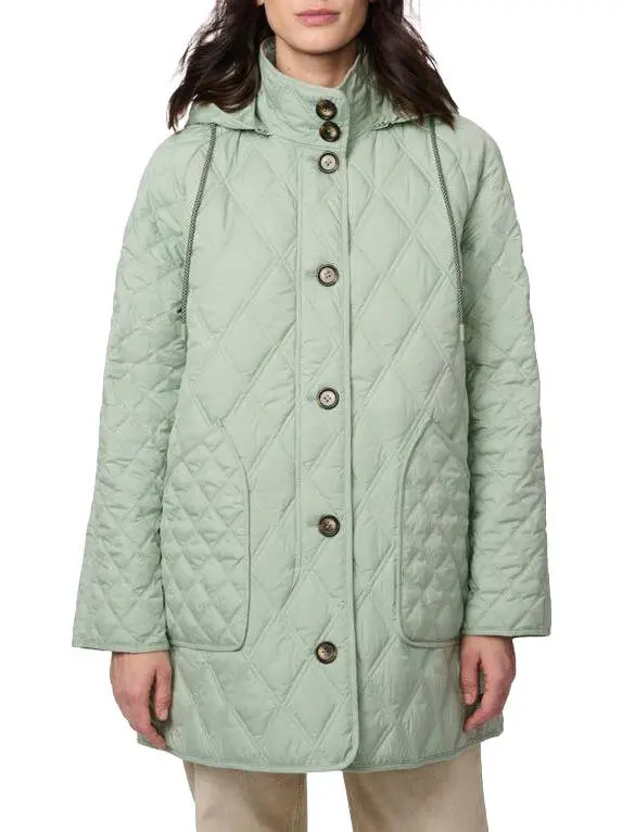 Bernardo Diamond Quilted Hooded Liner Jacket - Green