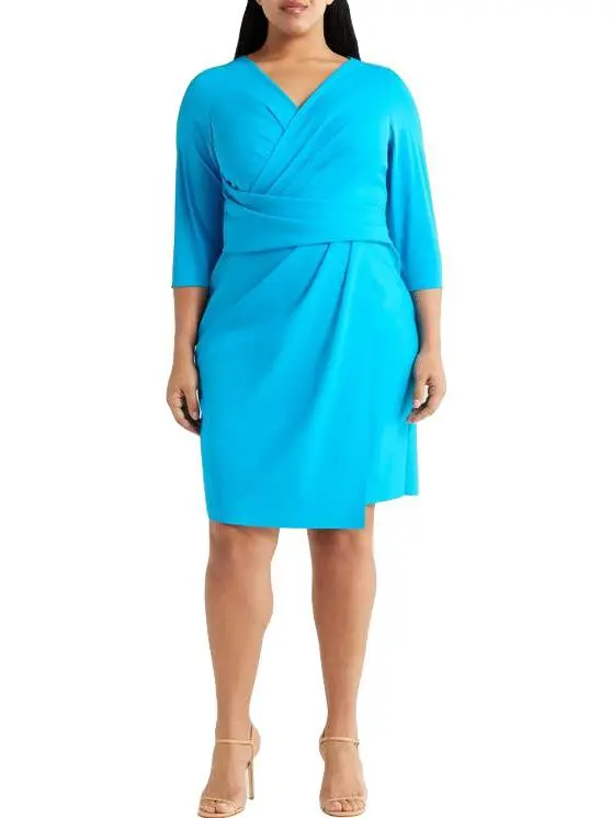 Alex Evenings Faux Wrap Sheath Cocktail Dress - Capri
