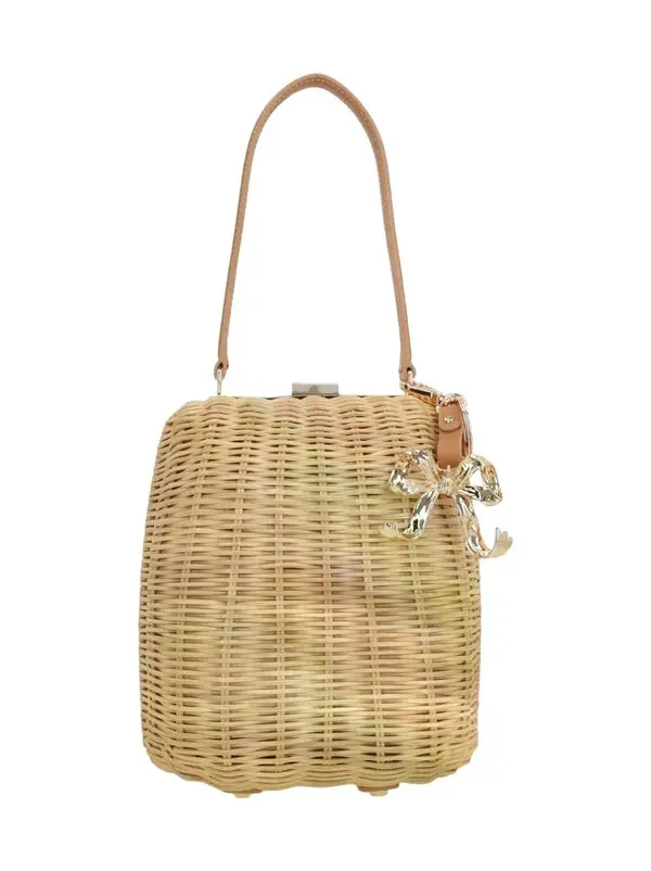 SELF-PORTRAIT Rattan Shoulder Bag - Neutrals