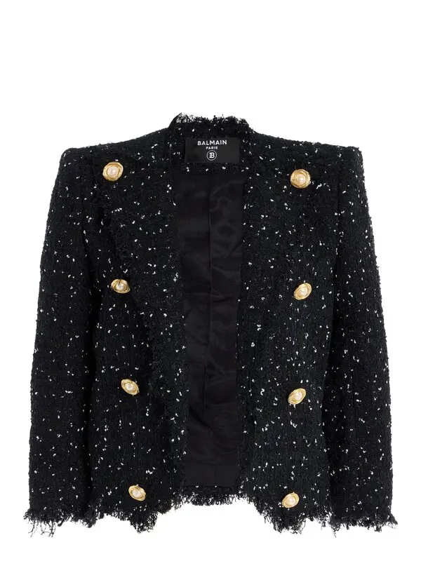 Balmain Polka-dot Tweed Jacket - Black