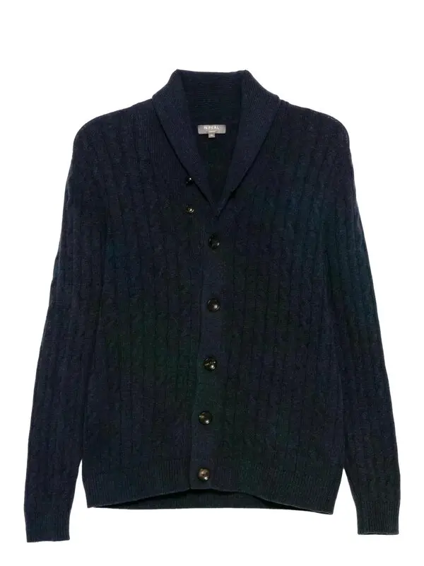 N.peal Garrick Shawl Cable Knit Cardigan - Blue