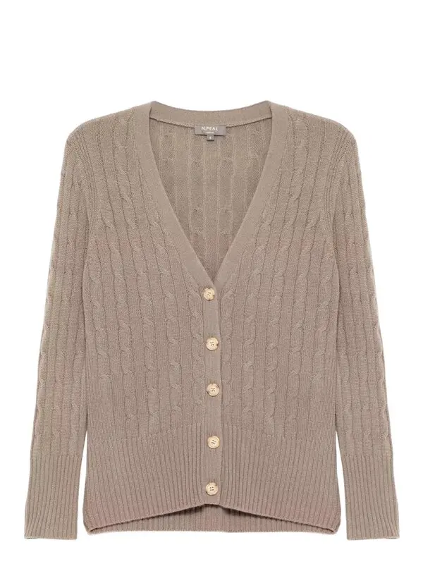 N.peal Clara Cable V-neck Cardigan - Brown
