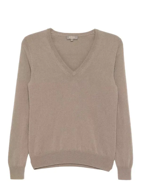N.peal Phoebe V-neck Jumper - Brown