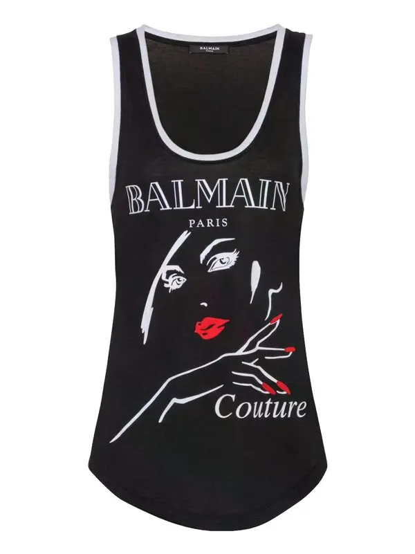 Balmain Graphic-print Tank Top - Black