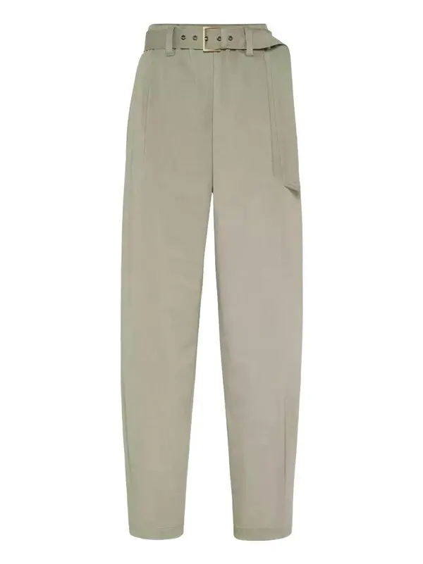 Brunello Cucinelli Belted Gabardine Trousers - Green