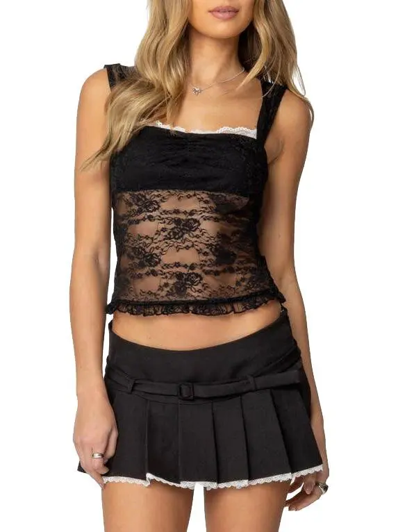EDIKTED Essie Peekabo Lace Camisole - Black