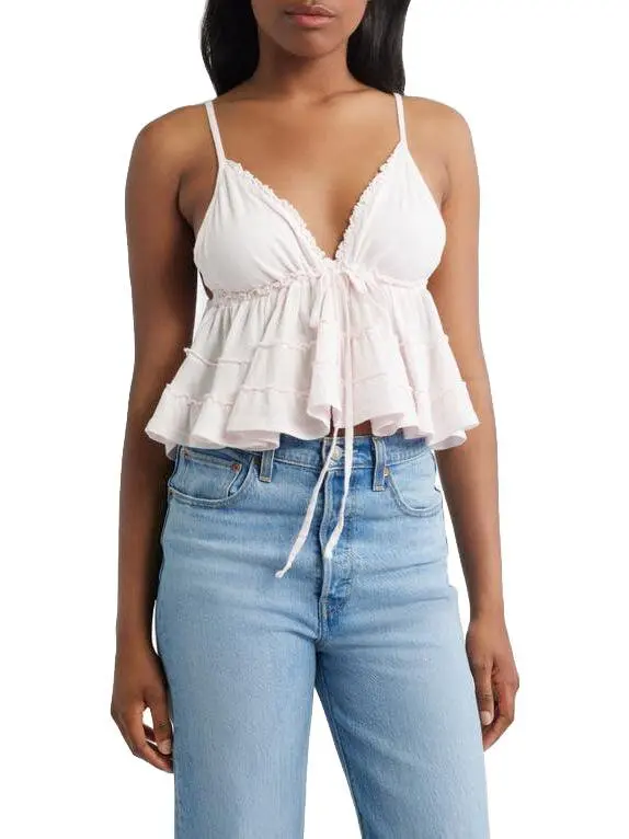 BDG URBAN OUTFITTERS Frill Babydoll Crop Camisole - Pink