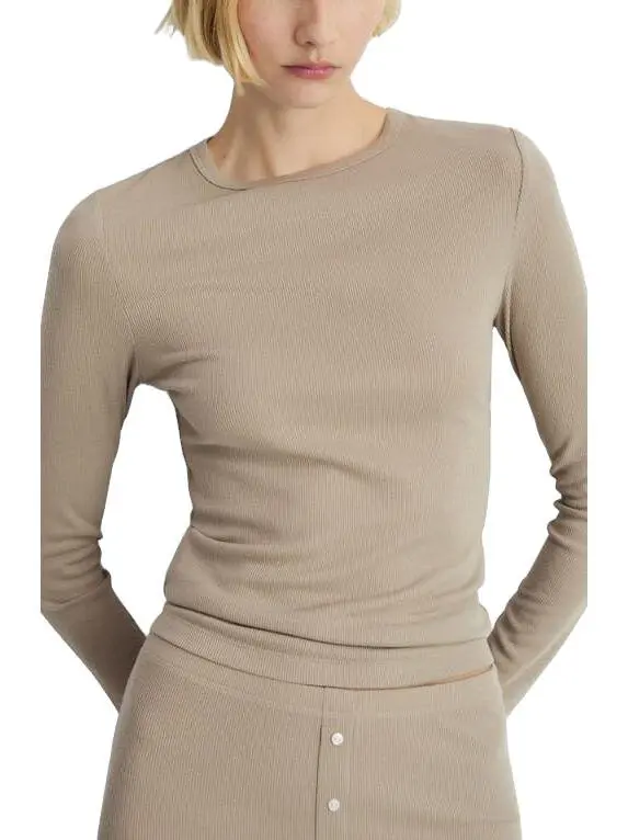Mango Rib Long Sleeve T-shirt - Peach