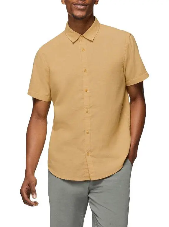 Prana Lindores Hemp Blend Short Sleeve Button-up Shirt - Pollen