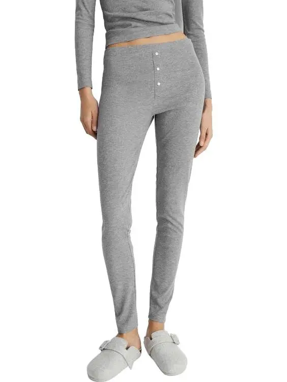 Mango Rib Knit Pants - Grey