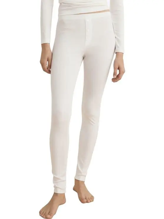 Mango Rib Knit Pants - Ivory White