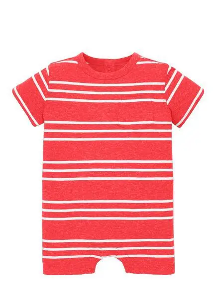PRIMARY Baby Heathered Stripe Shortie - Strawberry White Stripe