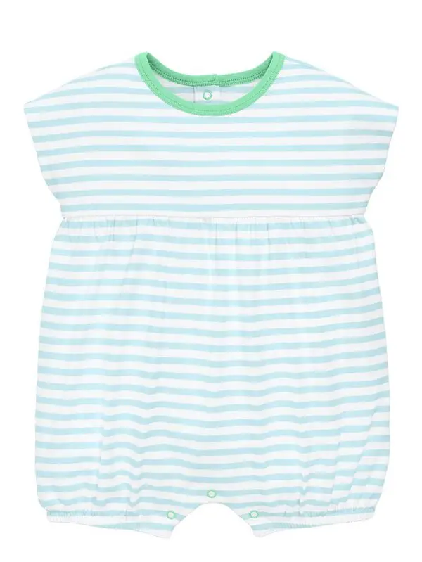 PRIMARY Baby Bubble Shortie In Stripe - Saltwater White Stripes