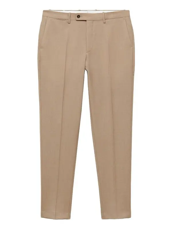 Mango Turin Virgin Slim Fit Wool Pants - Beige
