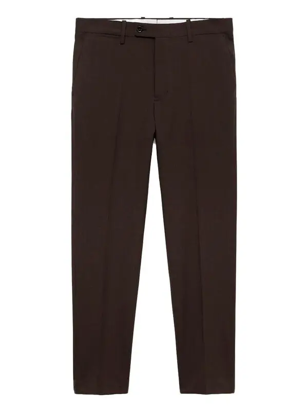 Mango Turin Virgin Slim Fit Wool Pants - Brown